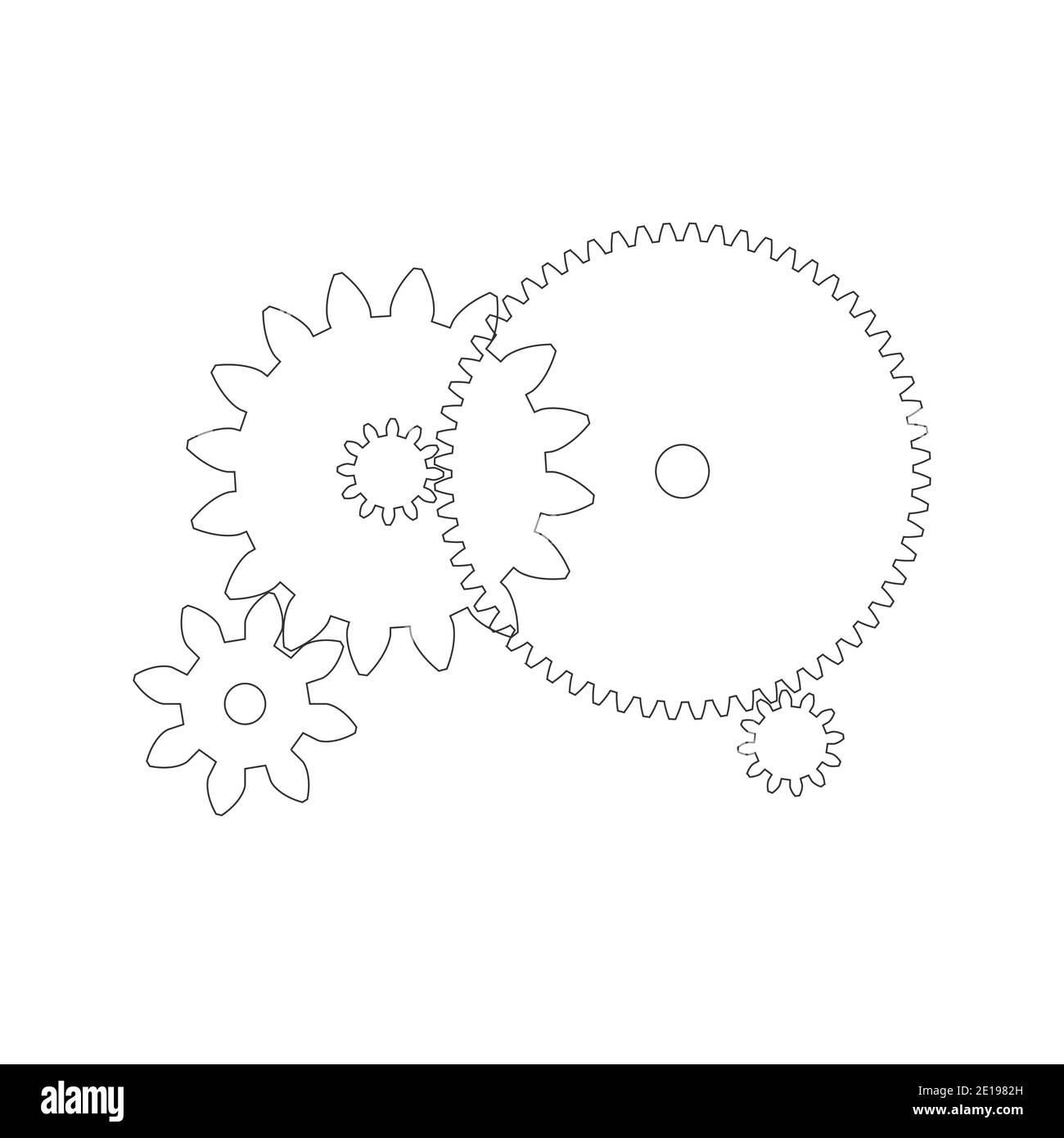 Linear engineering mechanical cog wheels, machinery gears, mechanism process. Stock Vector ...