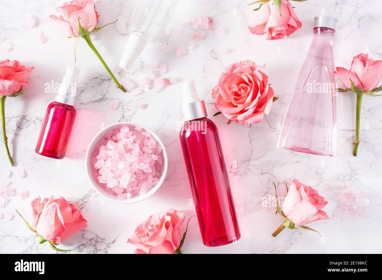 bottles skincare lotion serum medical rose flowers. organic natural ...