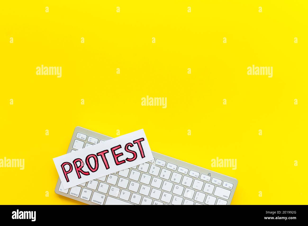 Protest online petition concept. Word Protest sign on the keyboard, top ...