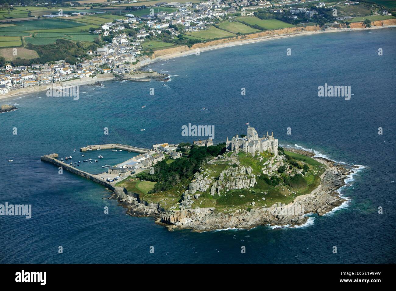United Kingdom, Cornwall: aerial view of St Michael's Mount Stock Photo ...