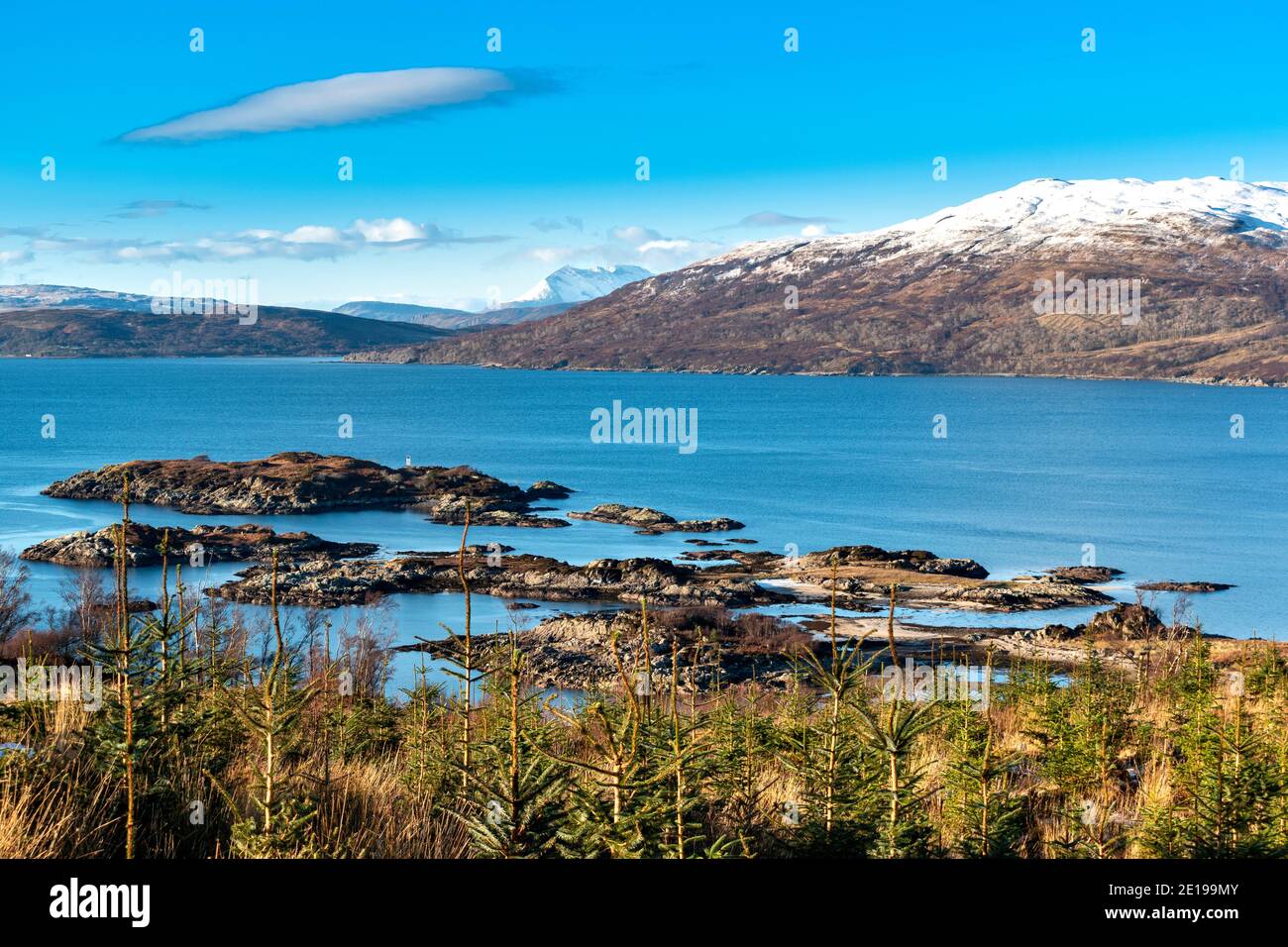 SCOTLAND WEST COAST HIGHLAND KINTAIL VIEW TO SANDAIG BAY AND ISLANDS ...