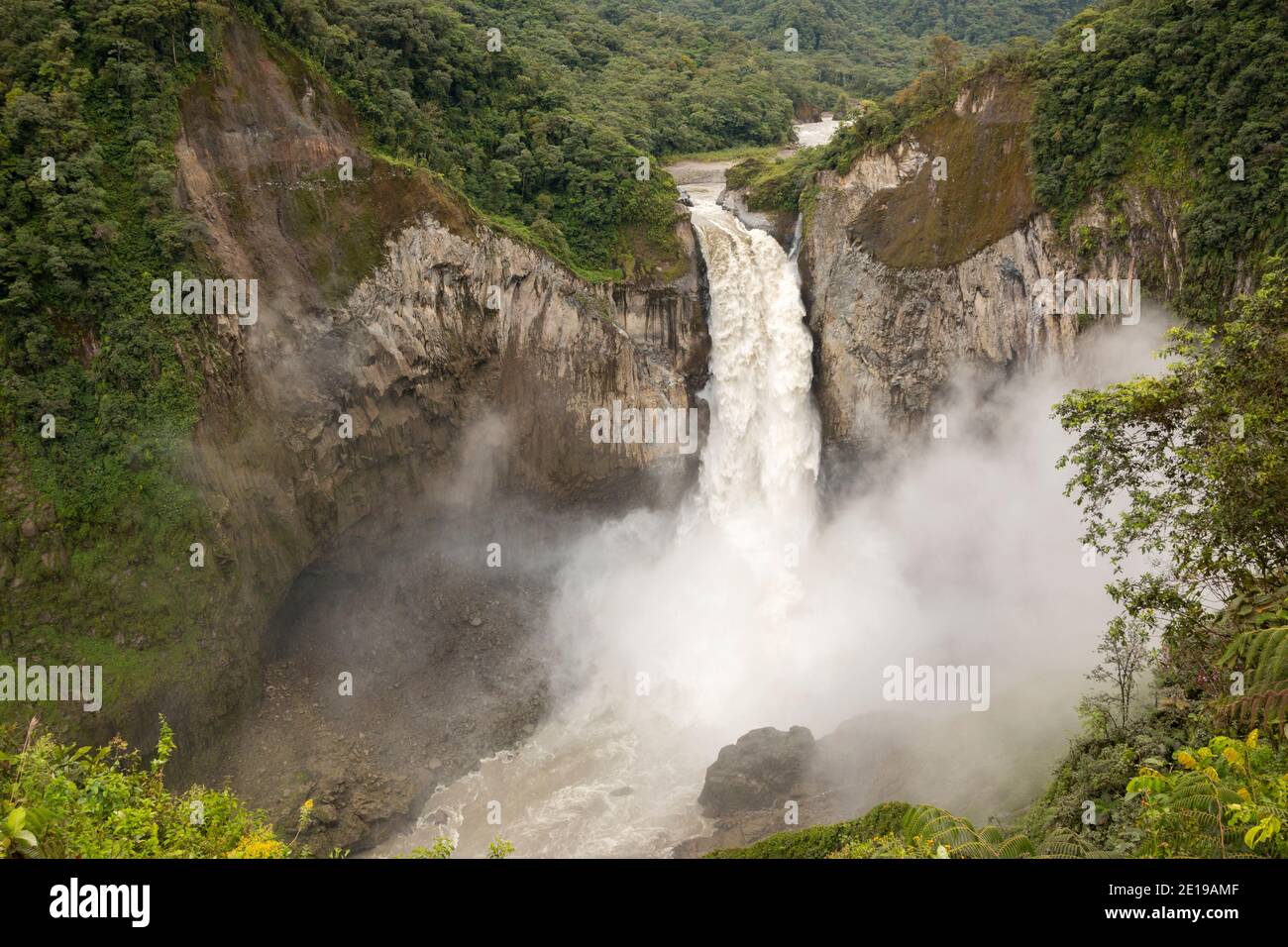 San Rafael Waterfall, Ecuador in September 2016 after a fresh rockfall ...
