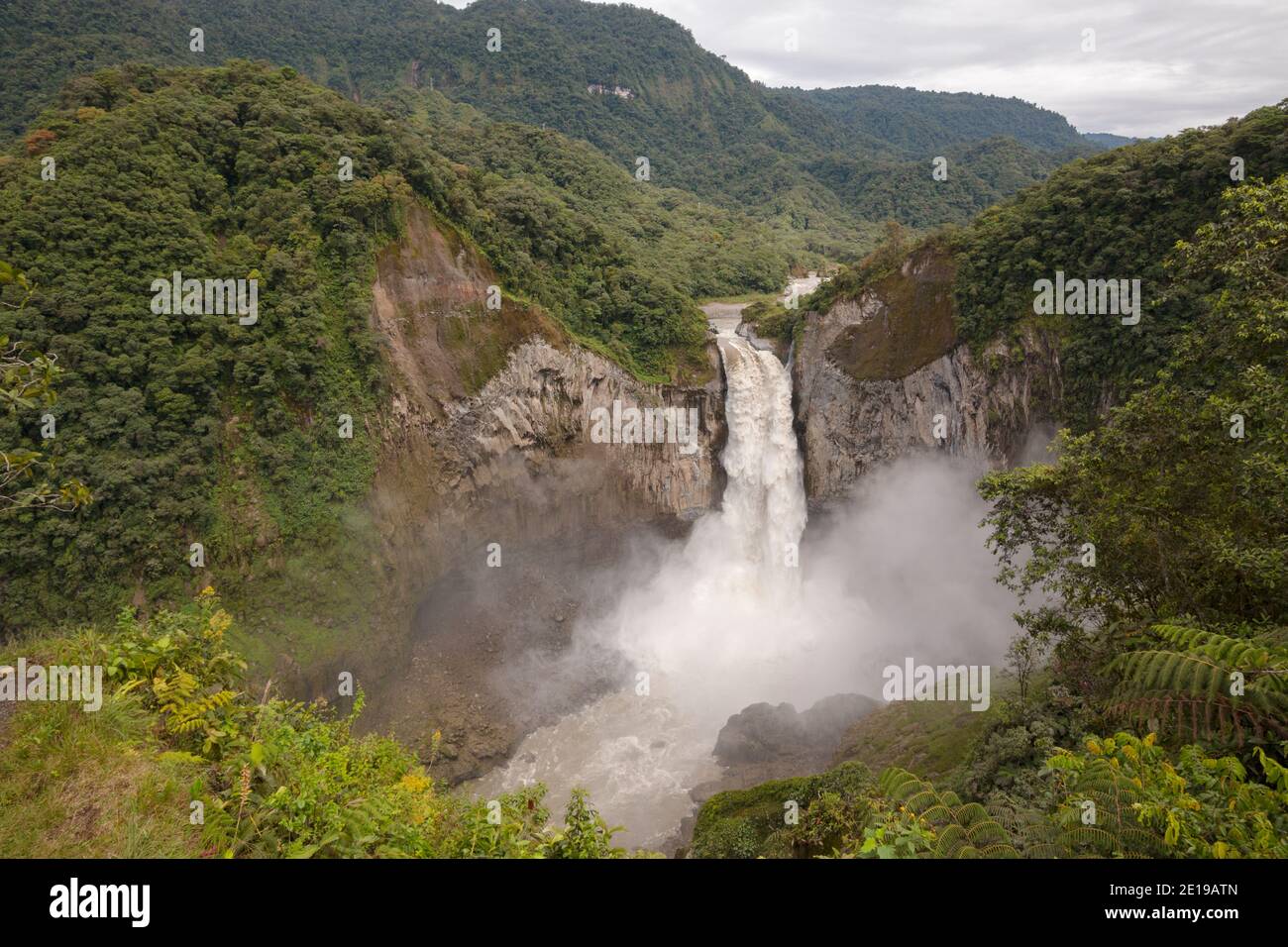 San Rafael Waterfall, Ecuador in September 2016 after a fresh rockfall ...