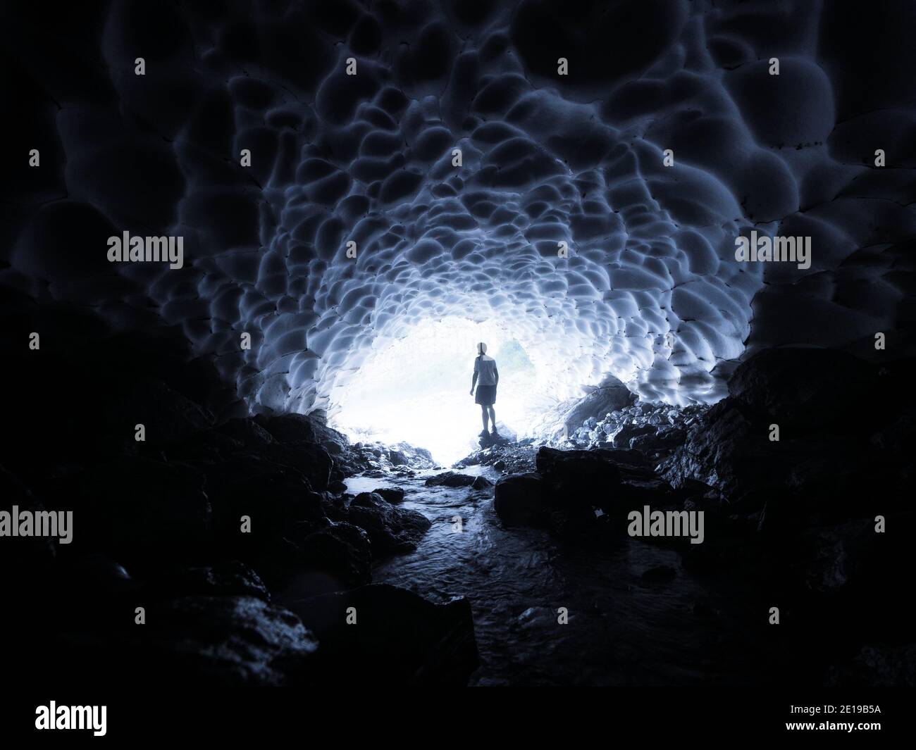 Panorama of ice cave Eiskapelle chapel glacier cavern snow tunnel ...