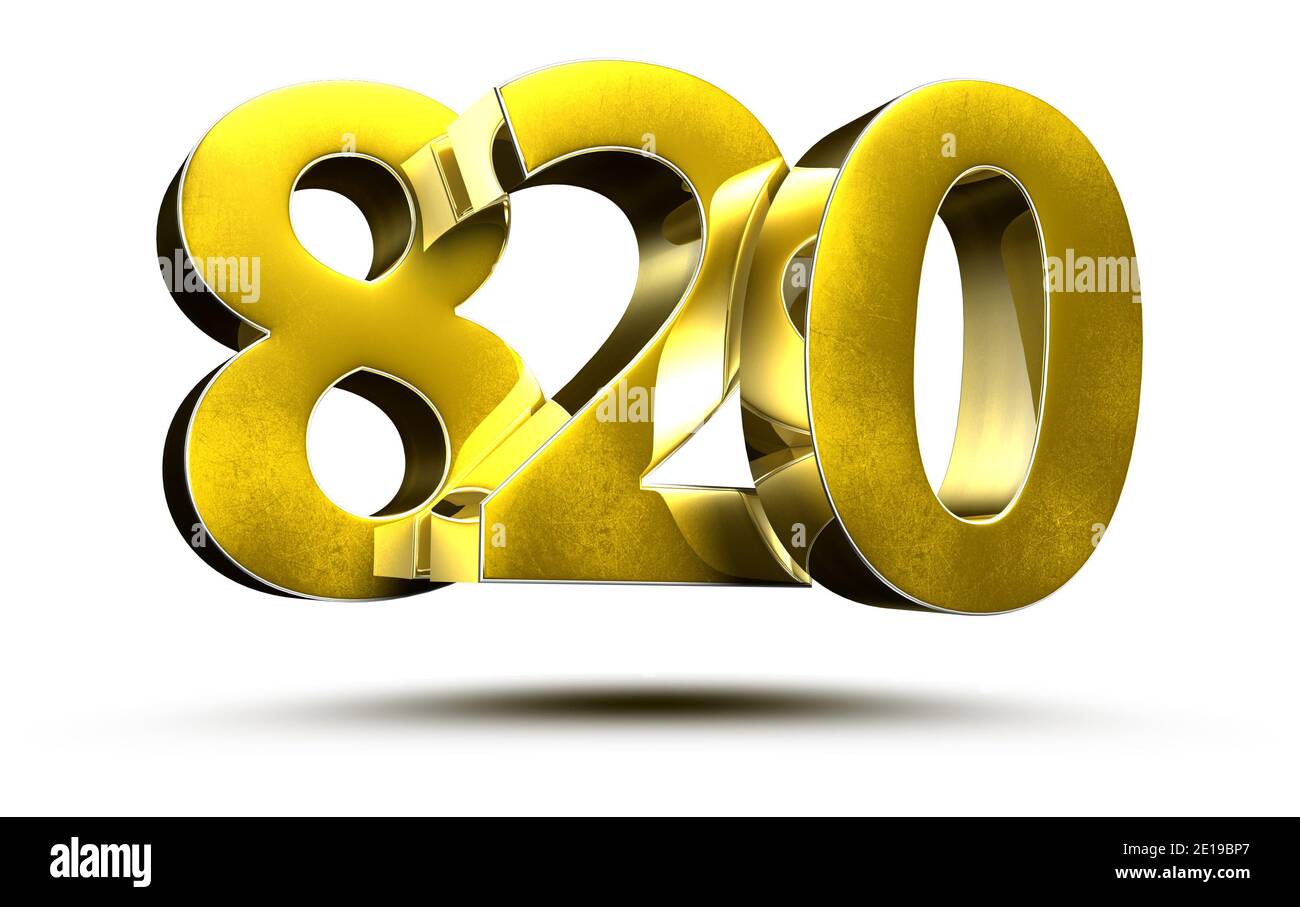 820 numbers 3D illustration on white background with clipping path ...