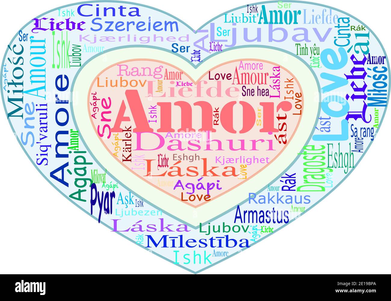 Love! Word cloud with the word love in different languages on ...