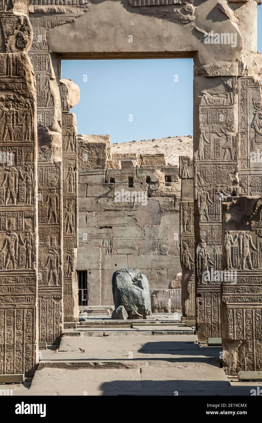 This is the Vestibule passage at the 47 BC Temple of Kom Ombo close to ...