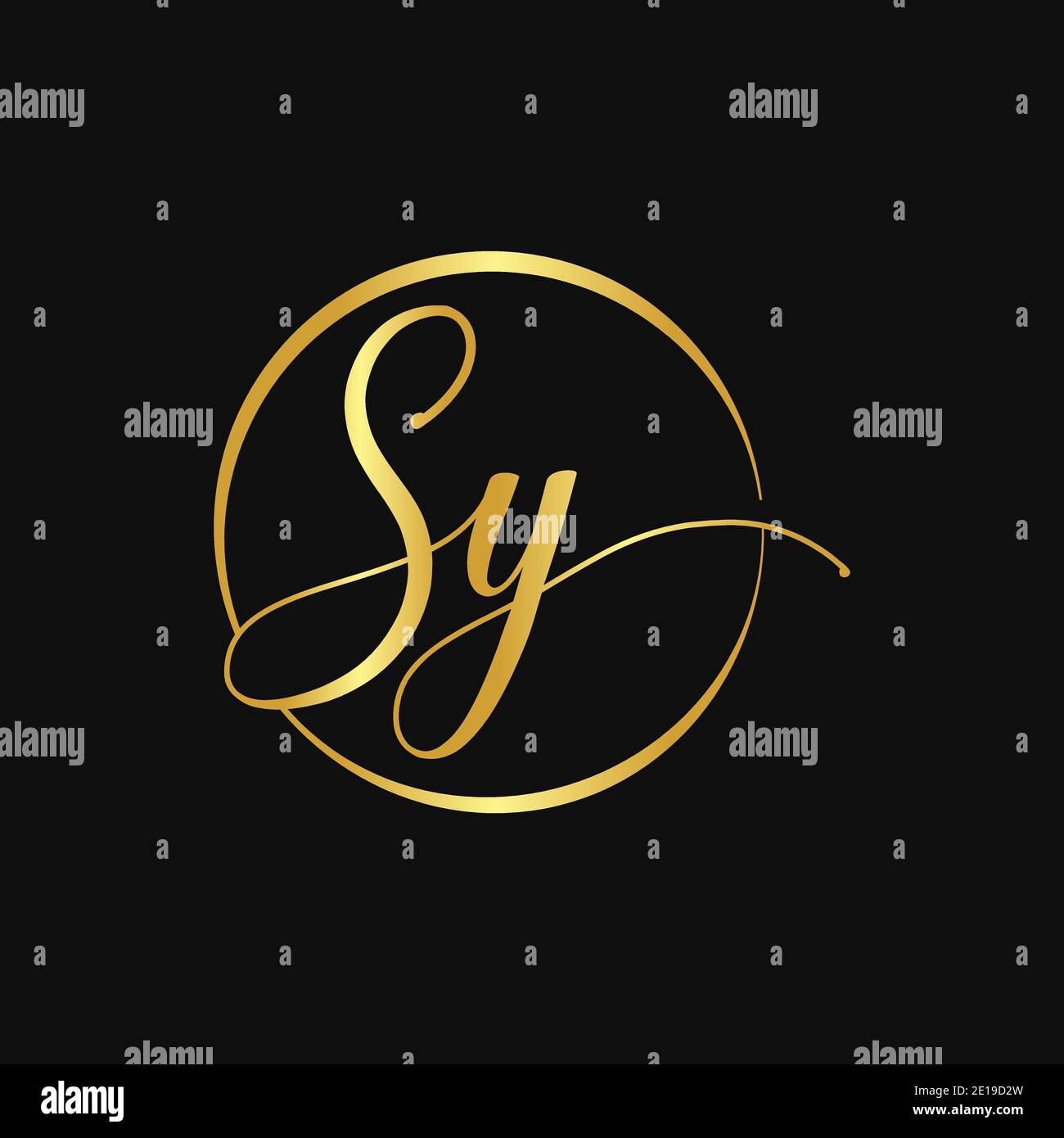 Initial SY letter Logo Design vector Template. Abstract Script Letter ...