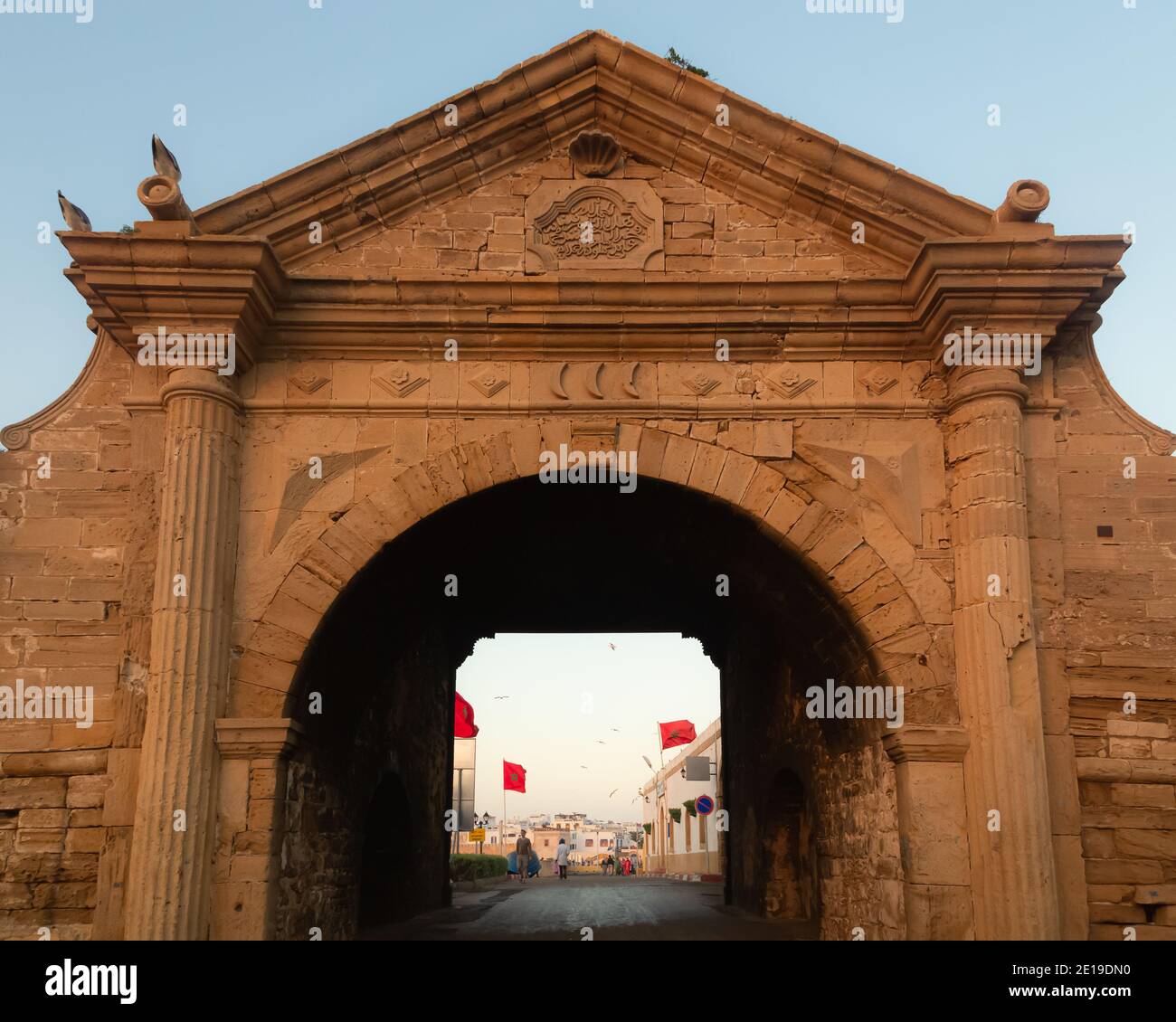The impressive gate to the ancient citadel of Essaouira, Morocco on the ...
