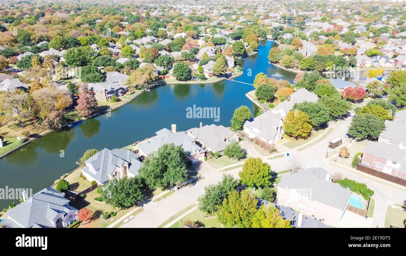 Aerial view huge suburban sprawl near Dallas, Texas, America with ...