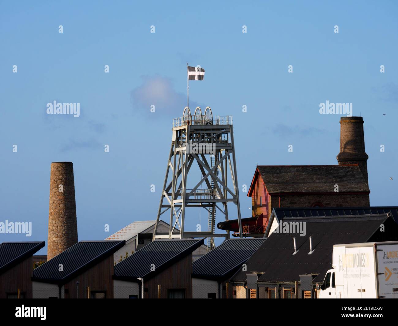 St Piran's flag flies from Robinson's shaft, South Crofty mine, Pool ...