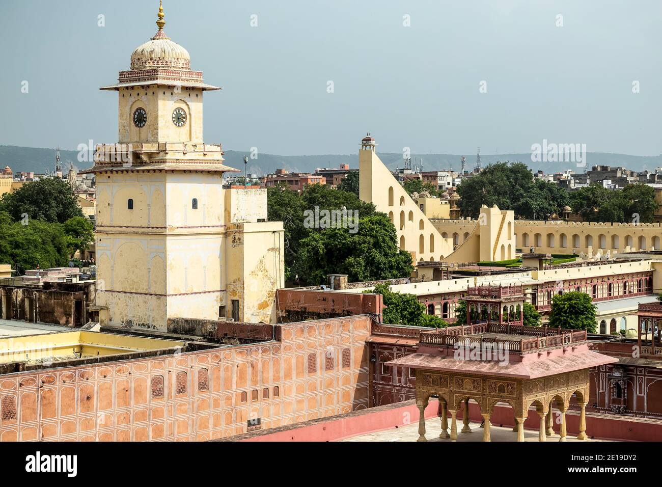 View over Jaipur city palace complex from the terrace of Chandra Mahal ...