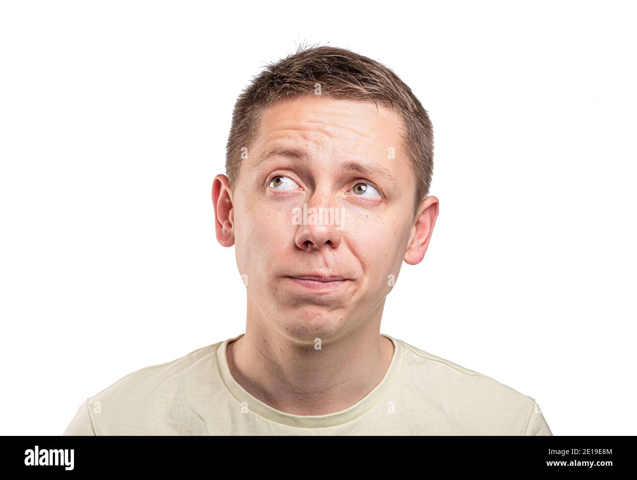 Funny young guy portrait isolated on a white background Stock Photo - Alamy