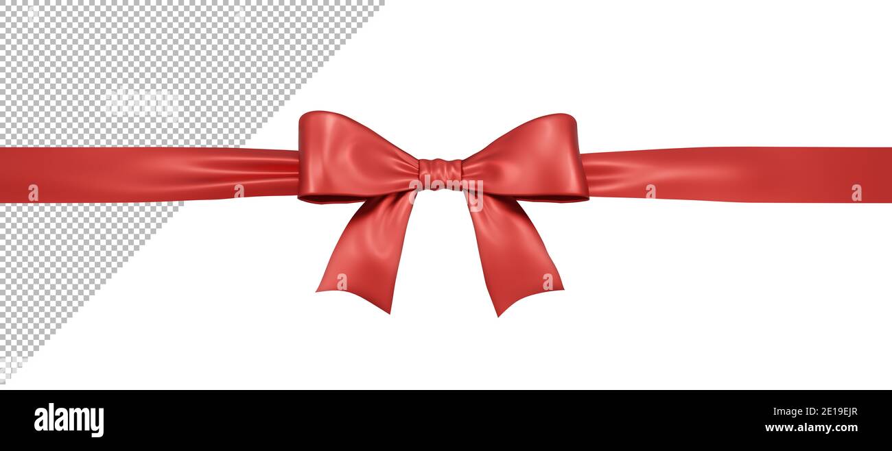 Red satin gift Ribbon bow Isolated on white background. 3d illustration ...