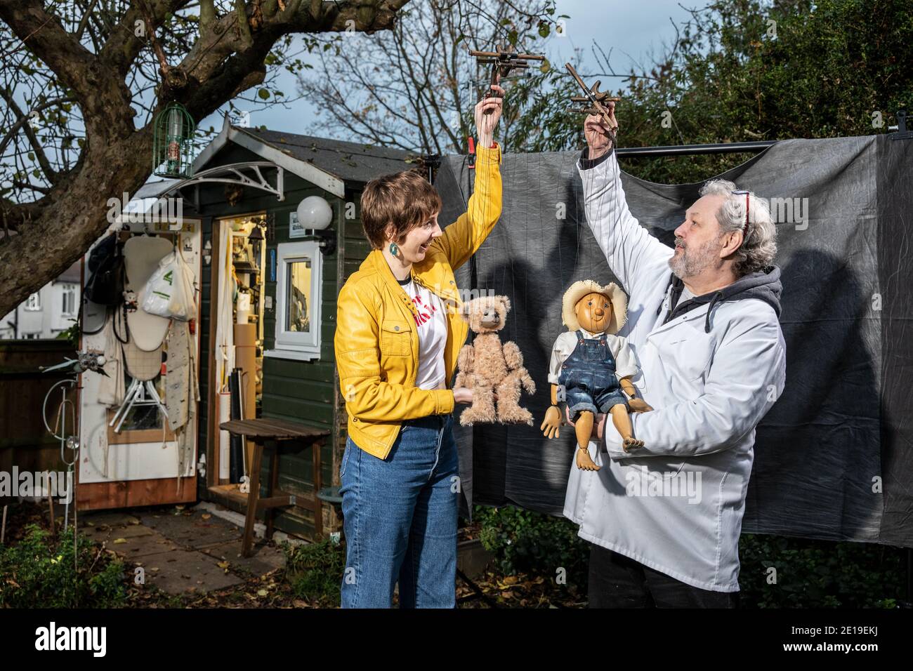 Puppet costume maker and designer Keith Frederick works alongside ...