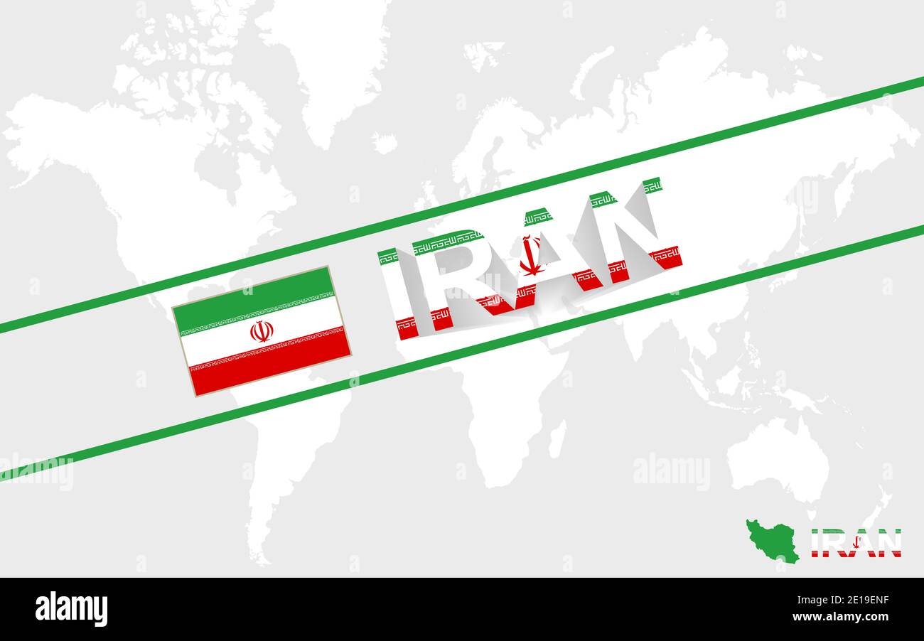 Iran map flag and text illustration, on world map Stock Vector Image ...