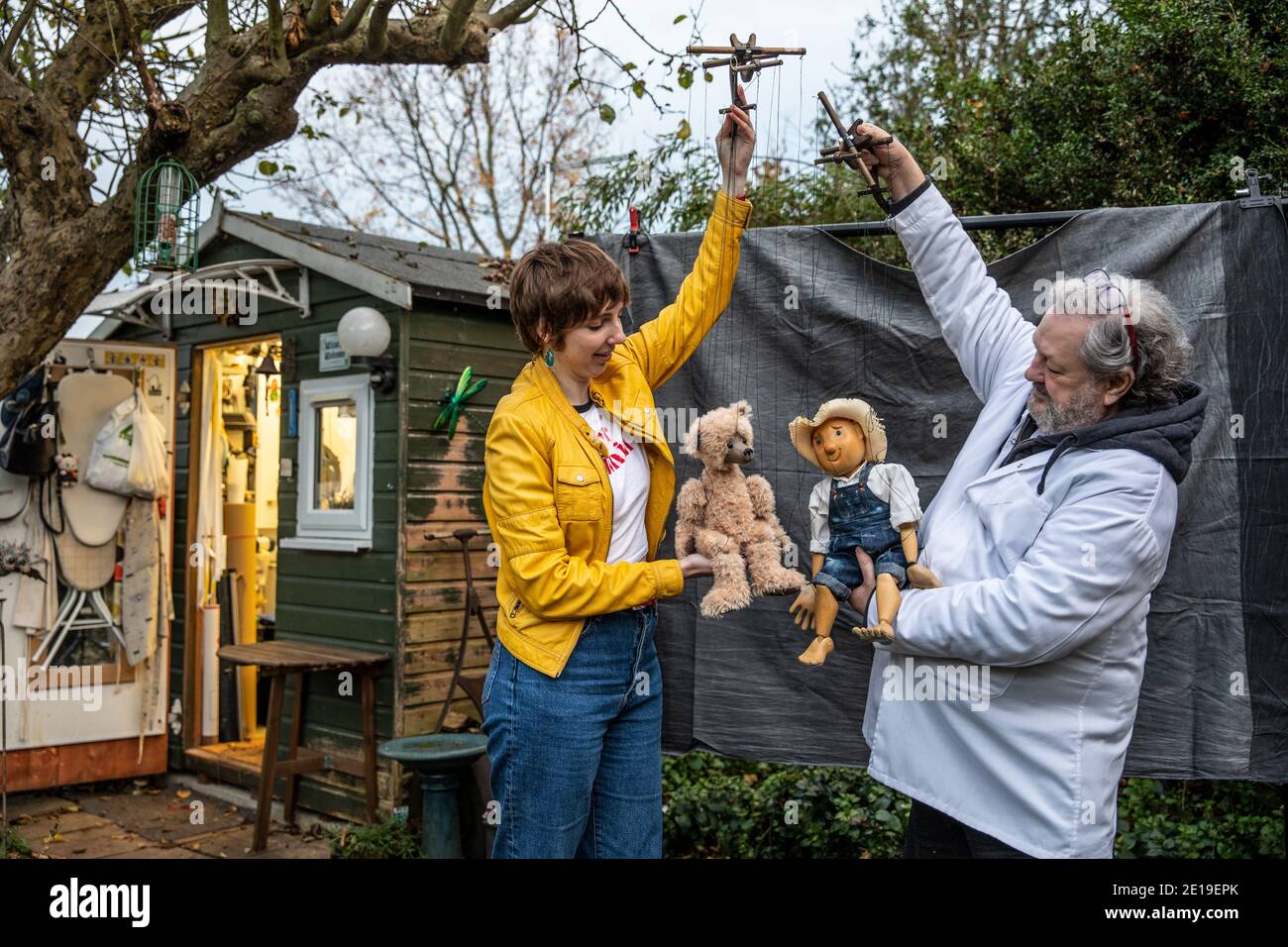 Puppet costume maker and designer Keith Frederick works alongside ...