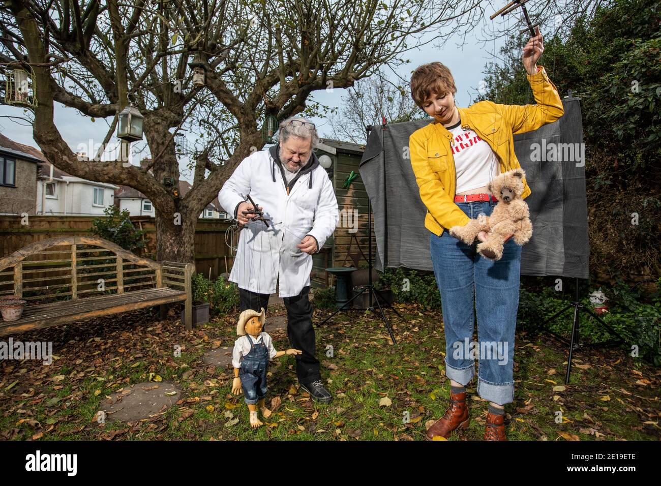 Puppet costume maker and designer Keith Frederick works alongside ...