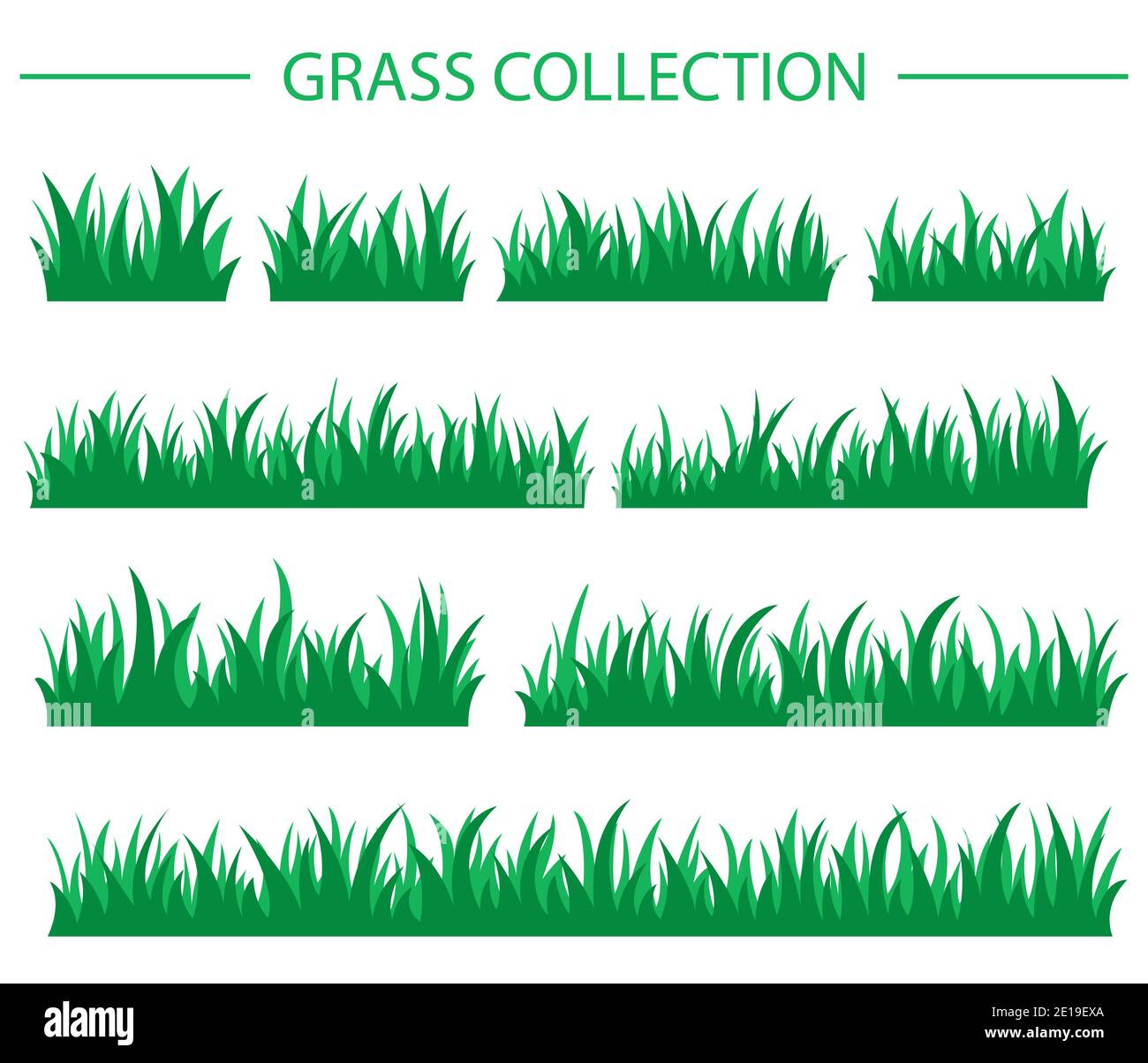 Simple flat green grass collection. Vector illustration Stock Vector ...