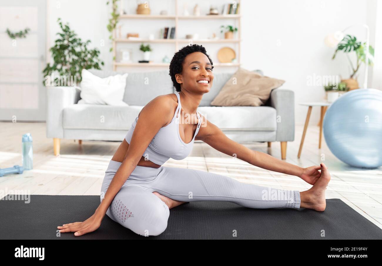 African Woman Stretching In Living Hi res Stock Photography And Images