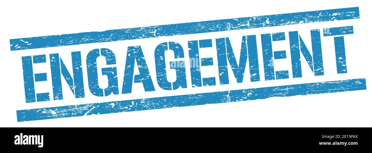 ENGAGEMENT text on blue grungy rectangle stamp sign Stock Photo - Alamy