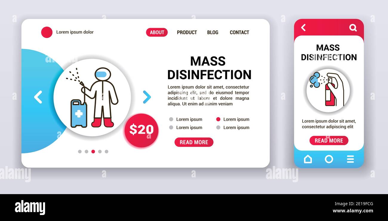 Mass disinfection web banner and mobile app kit. Cleaning service ...