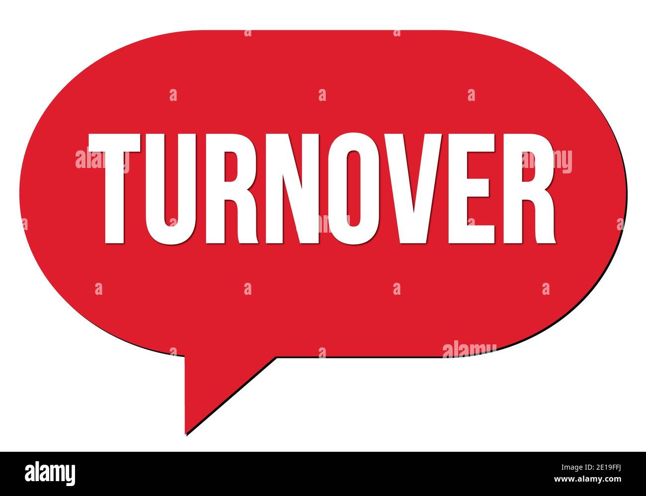 TURNOVER text written in a red speech bubble stamp Stock Photo - Alamy