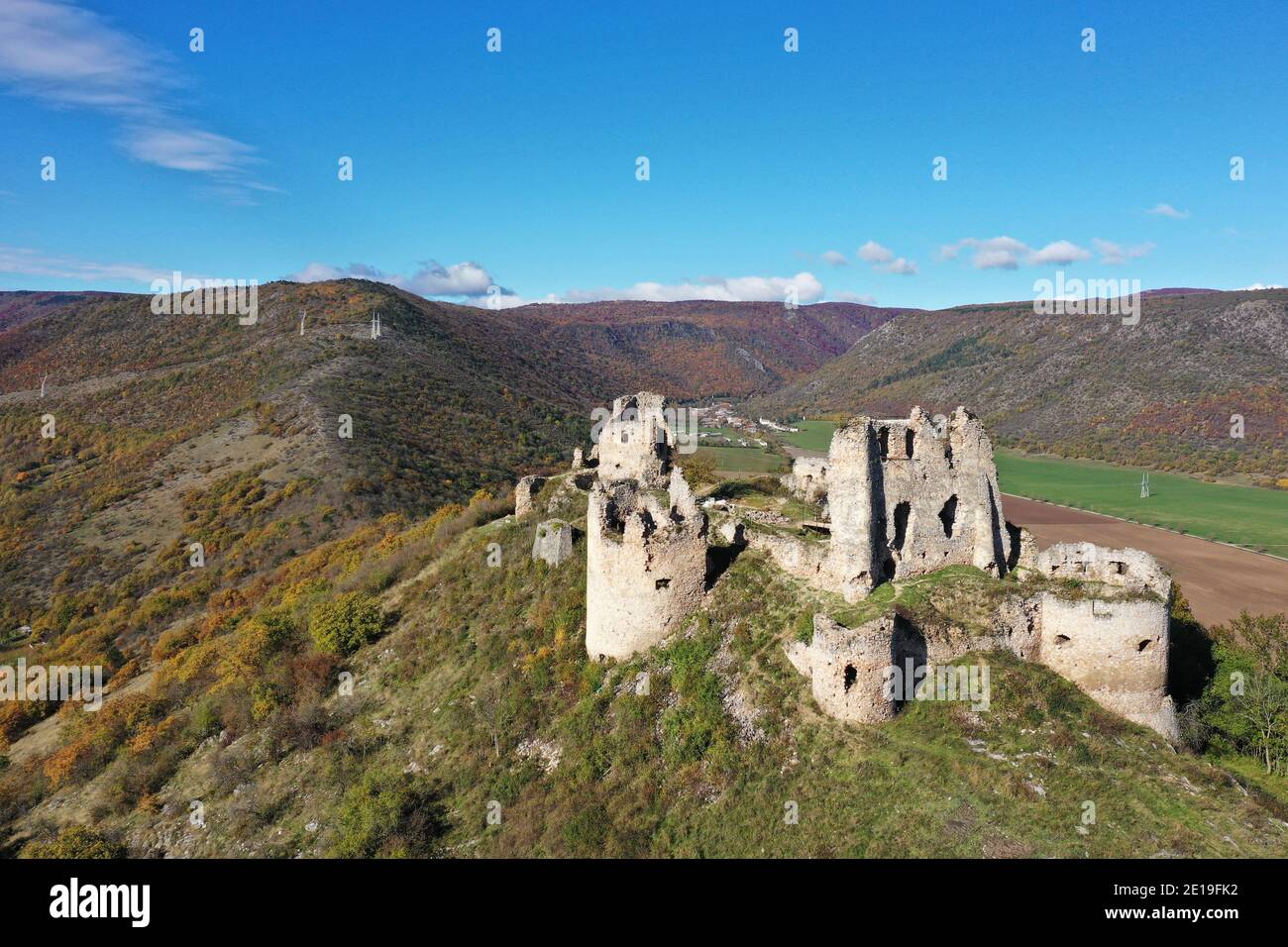 Aerial view of castle in Turna nad Bodvou village in Slovakia Stock ...