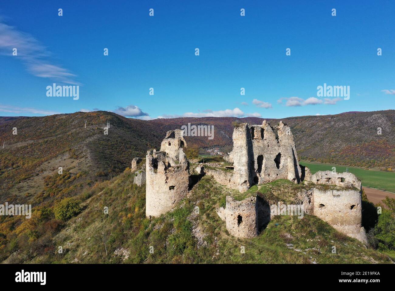 Aerial view of castle in Turna nad Bodvou village in Slovakia Stock ...