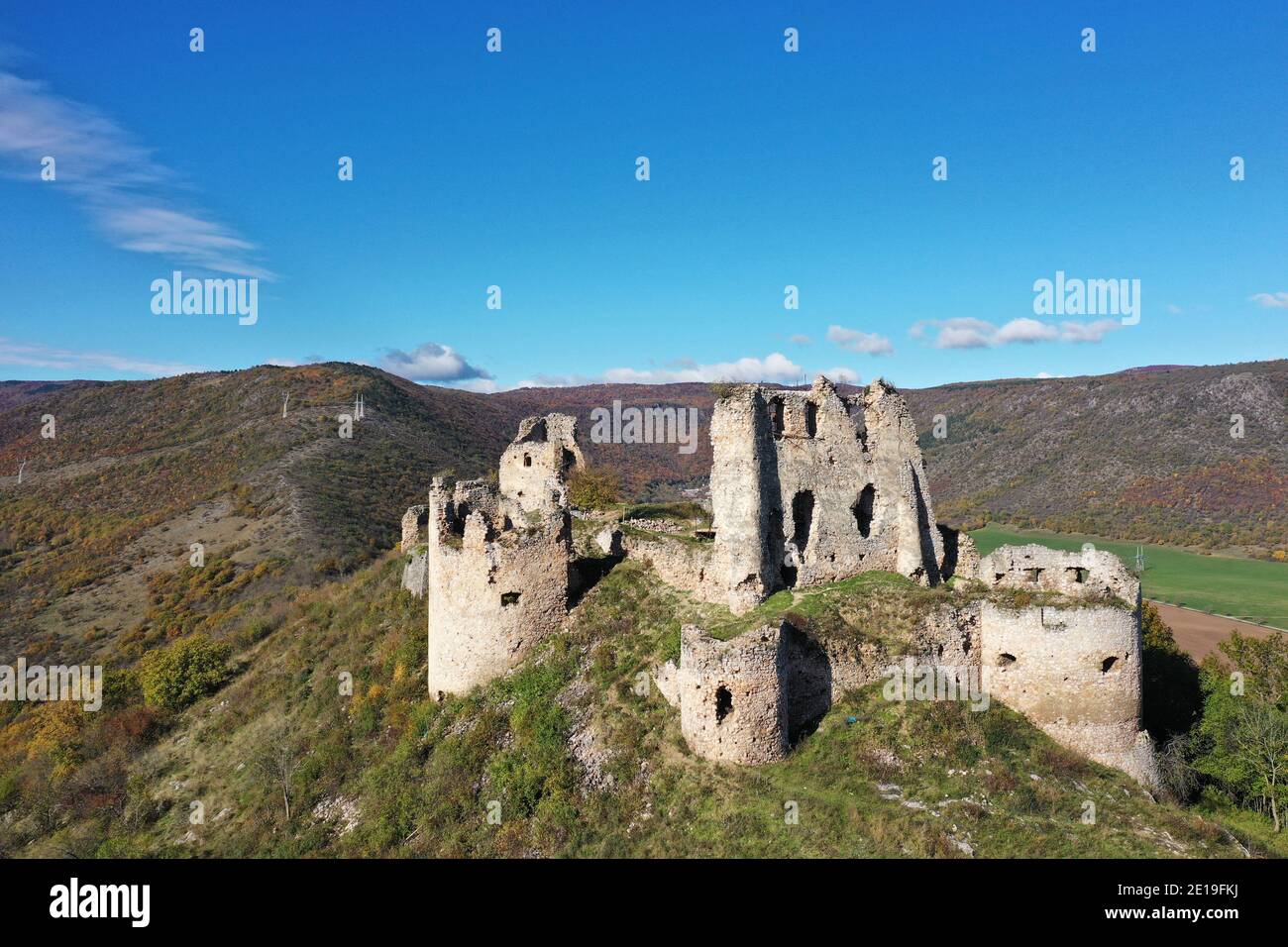Aerial view of castle in Turna nad Bodvou village in Slovakia Stock ...