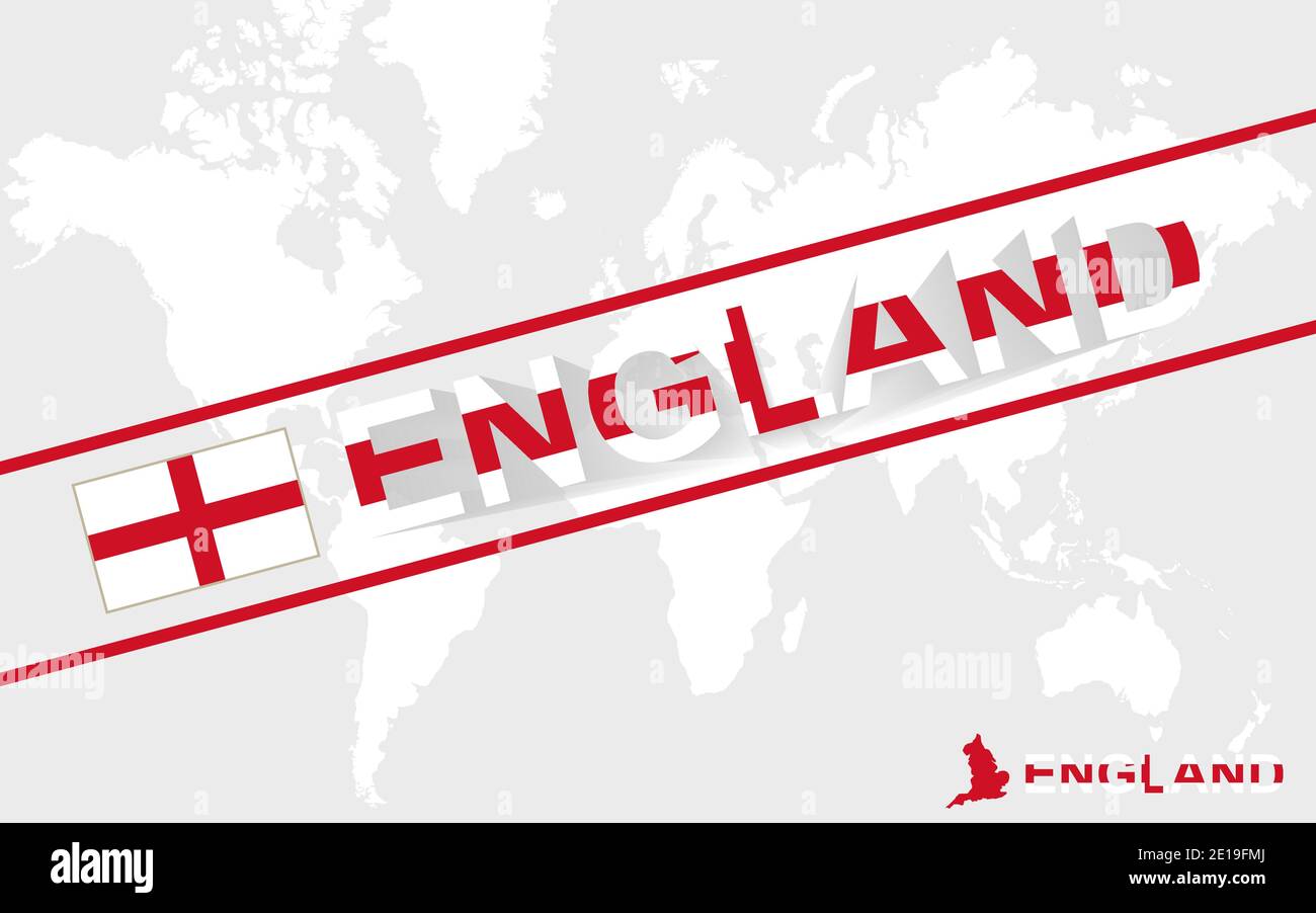 England map flag and text illustration, on world map Stock Vector Image ...