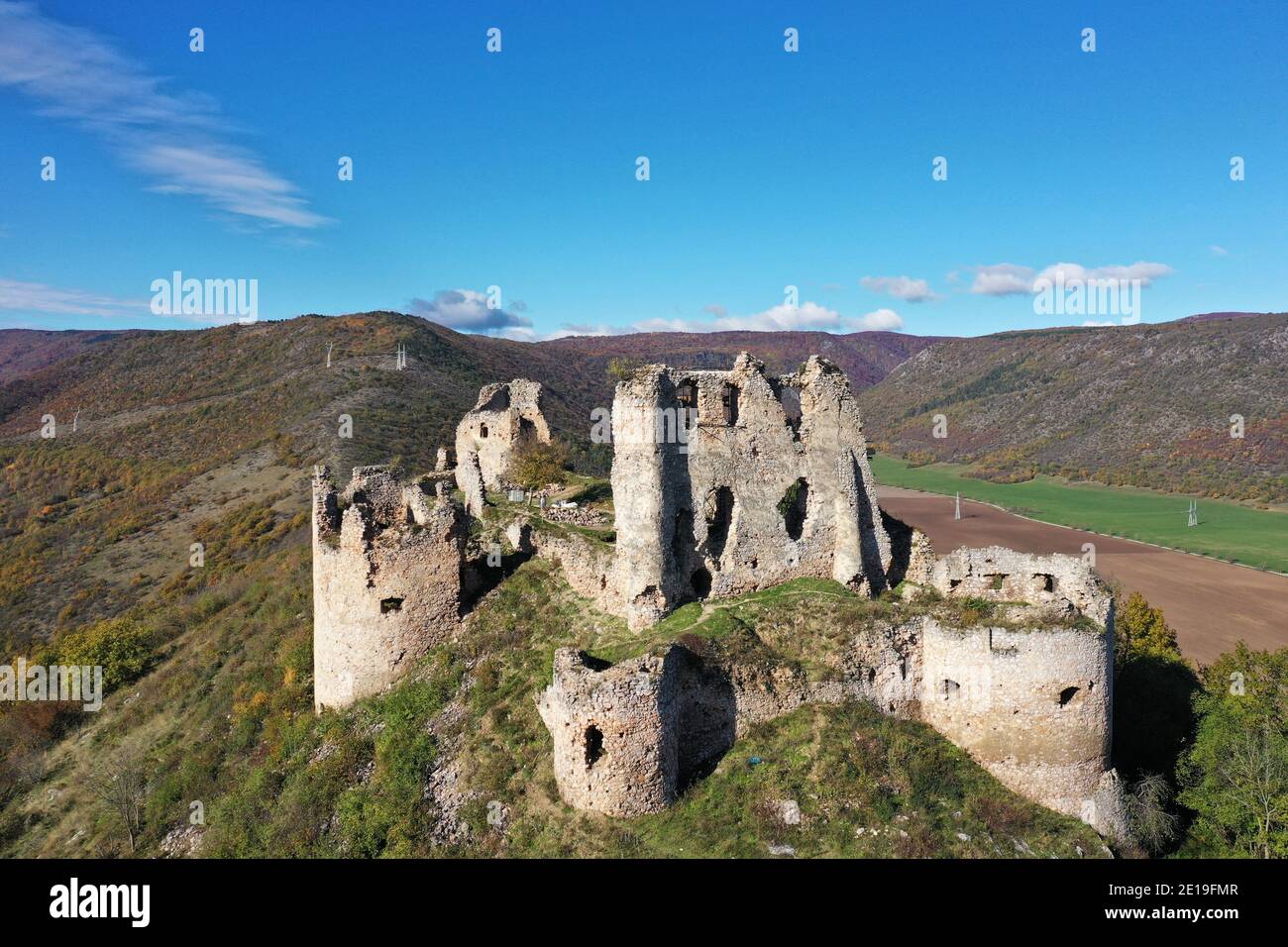 Aerial view of castle in Turna nad Bodvou village in Slovakia Stock ...