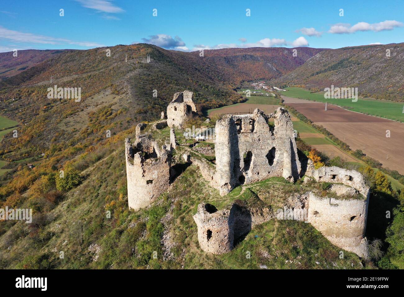 Aerial view of castle in Turna nad Bodvou village in Slovakia Stock ...