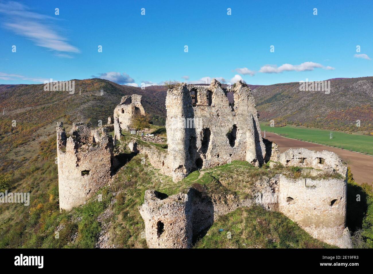 Aerial view of castle in Turna nad Bodvou village in Slovakia Stock ...