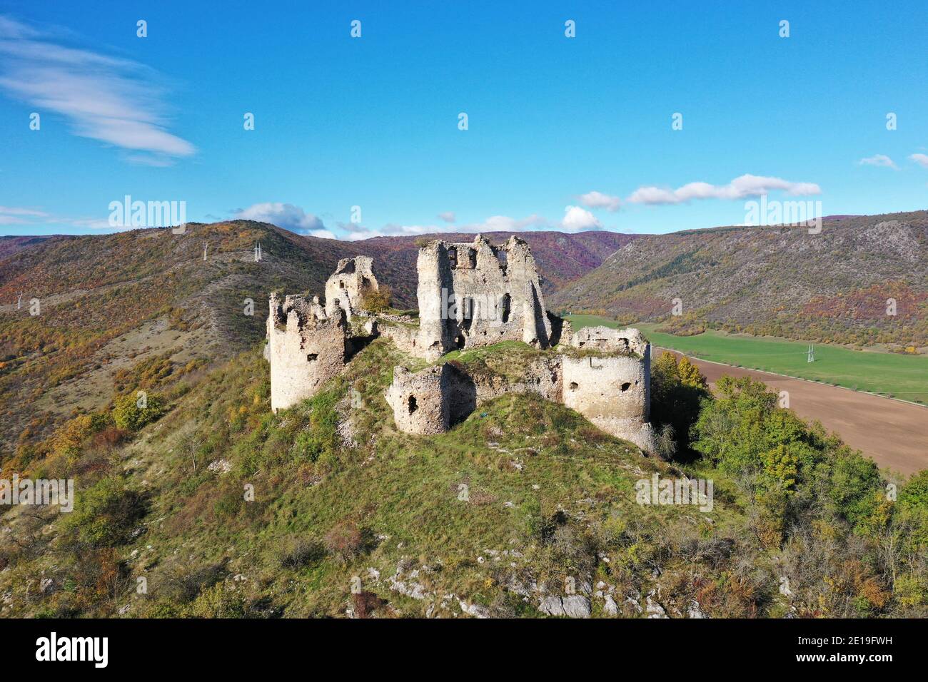 Aerial view of castle in Turna nad Bodvou village in Slovakia Stock ...