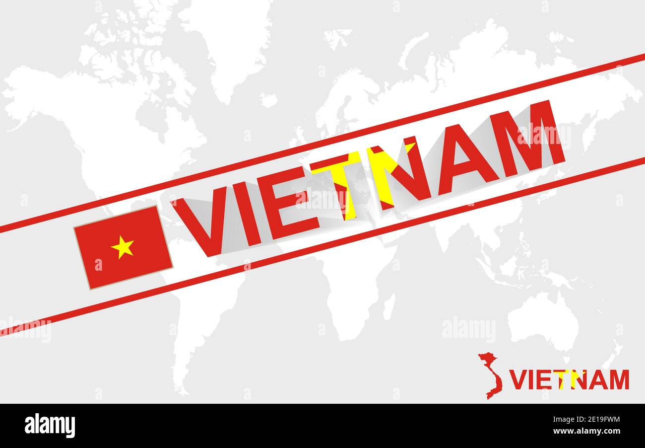 Vietnam map flag and text illustration, on world map Stock Vector Image ...