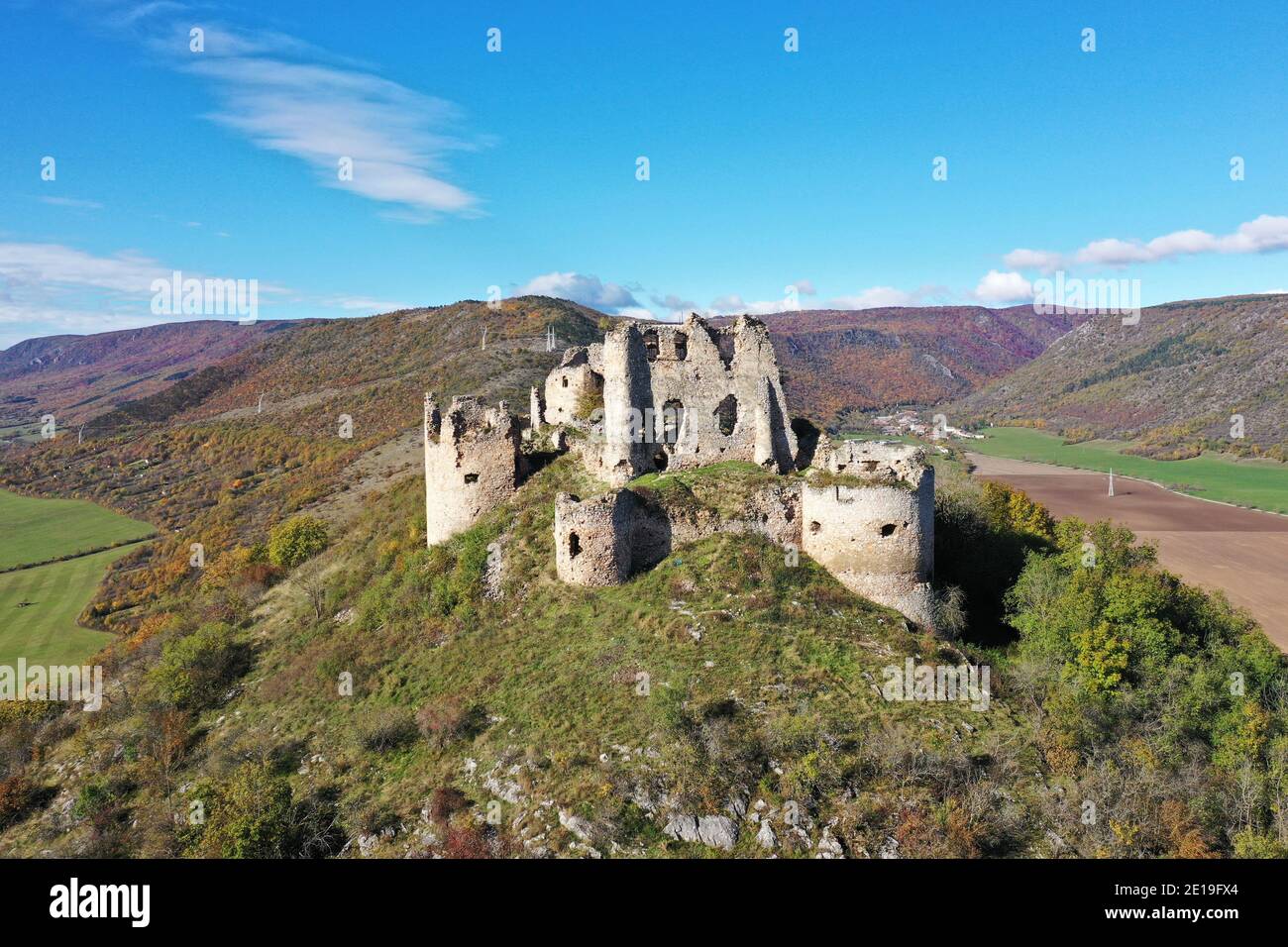 Aerial view of castle in Turna nad Bodvou village in Slovakia Stock ...