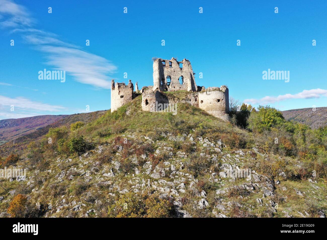 Aerial view of castle in Turna nad Bodvou village in Slovakia Stock ...