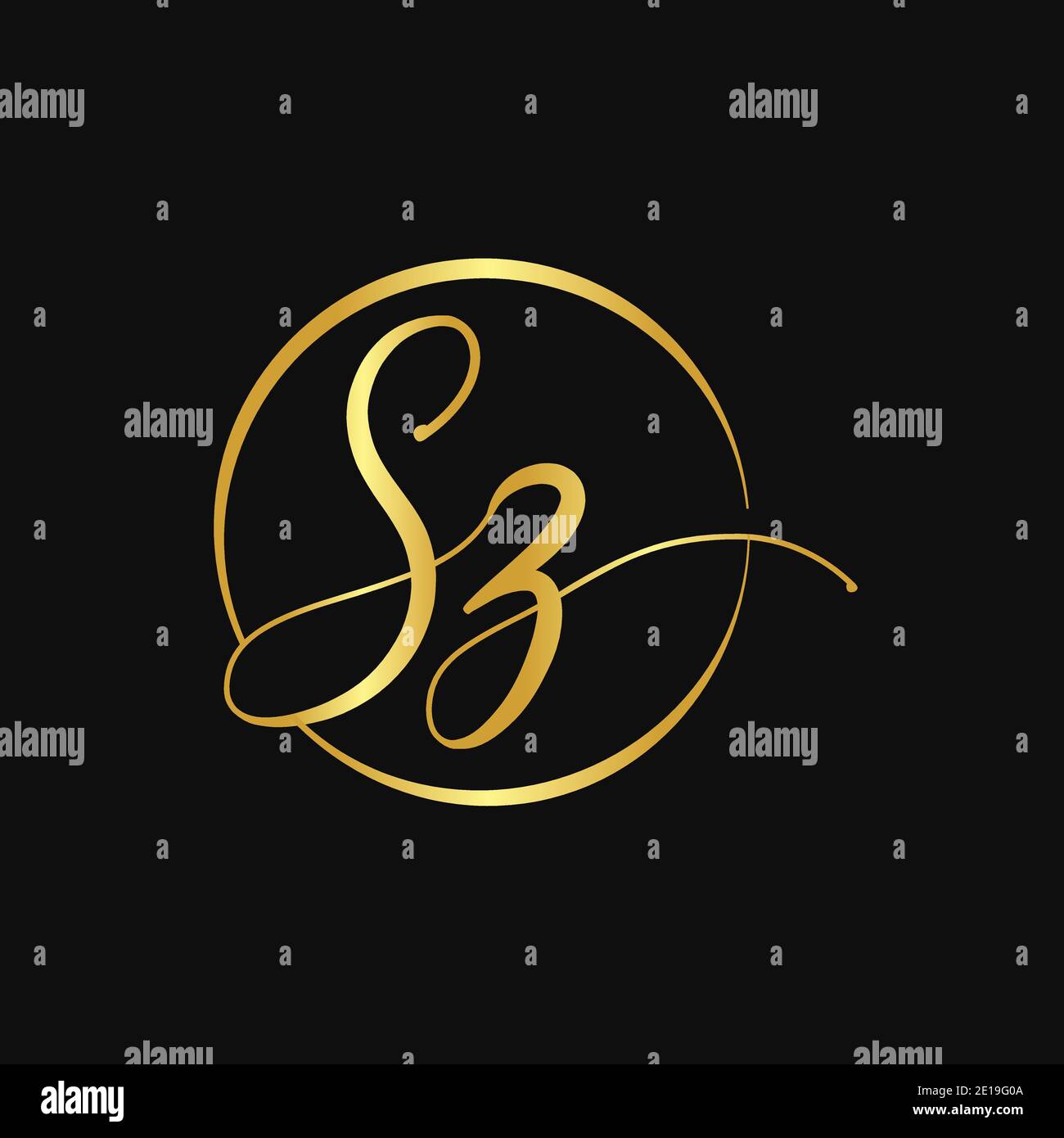 Initial SZ letter Logo Design vector Template. Abstract Script Letter SZ logo Design Stock ...