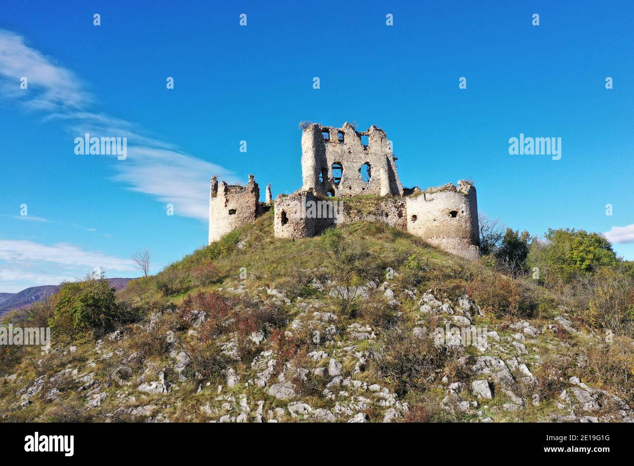 Aerial view of castle in Turna nad Bodvou village in Slovakia Stock ...