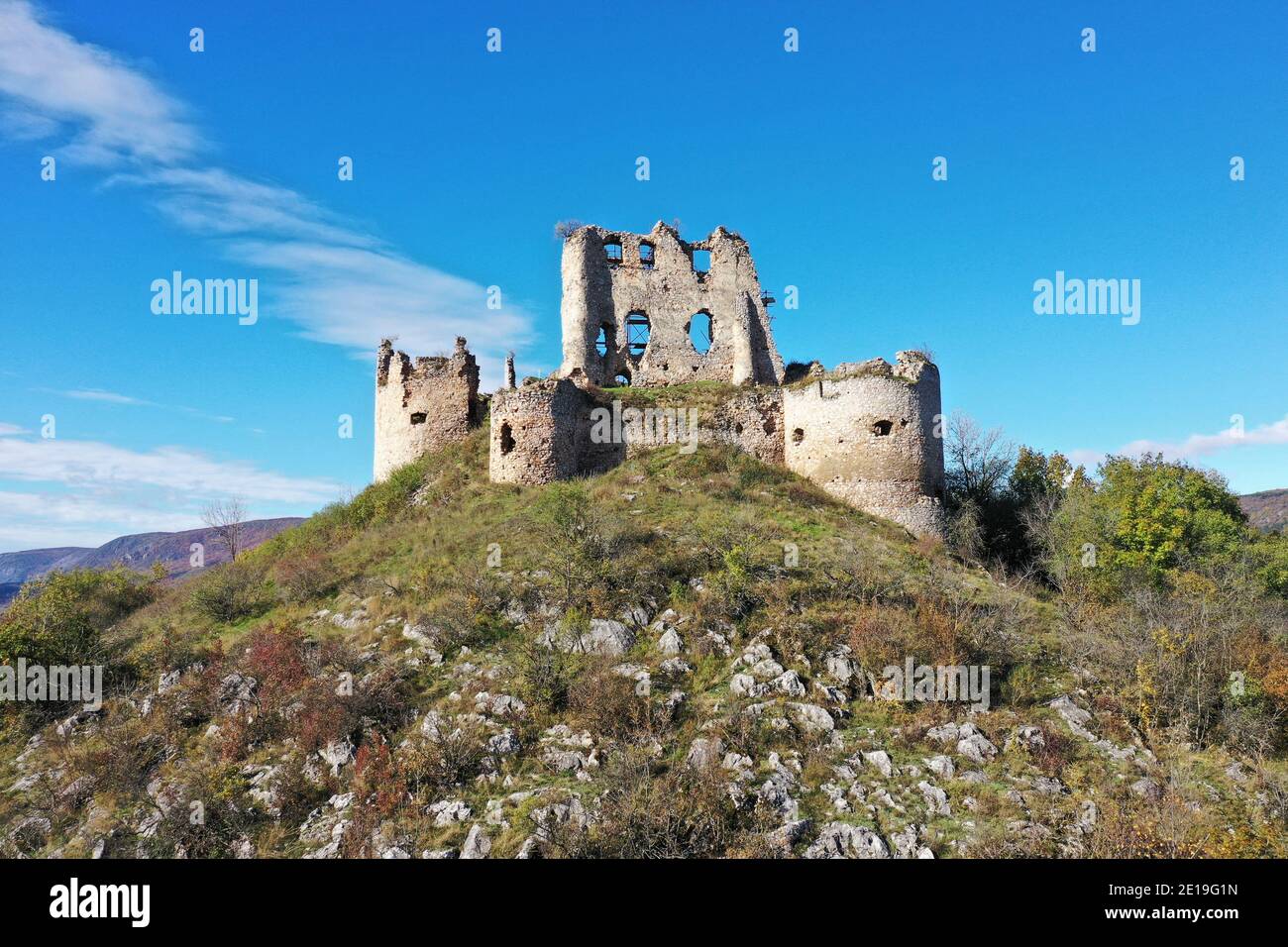 Aerial view of castle in Turna nad Bodvou village in Slovakia Stock ...