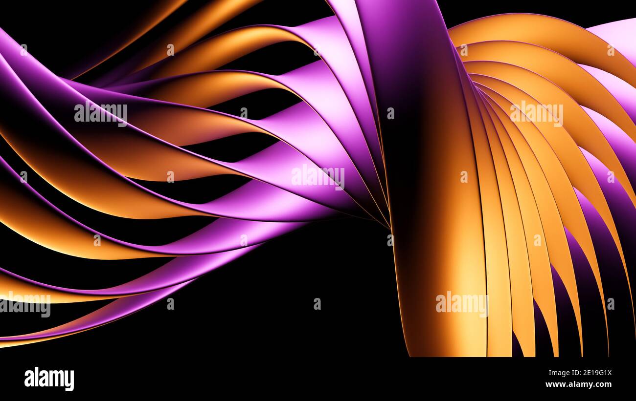 Twisted, abstract, elegant, warped 3D object with lines and flowing ...