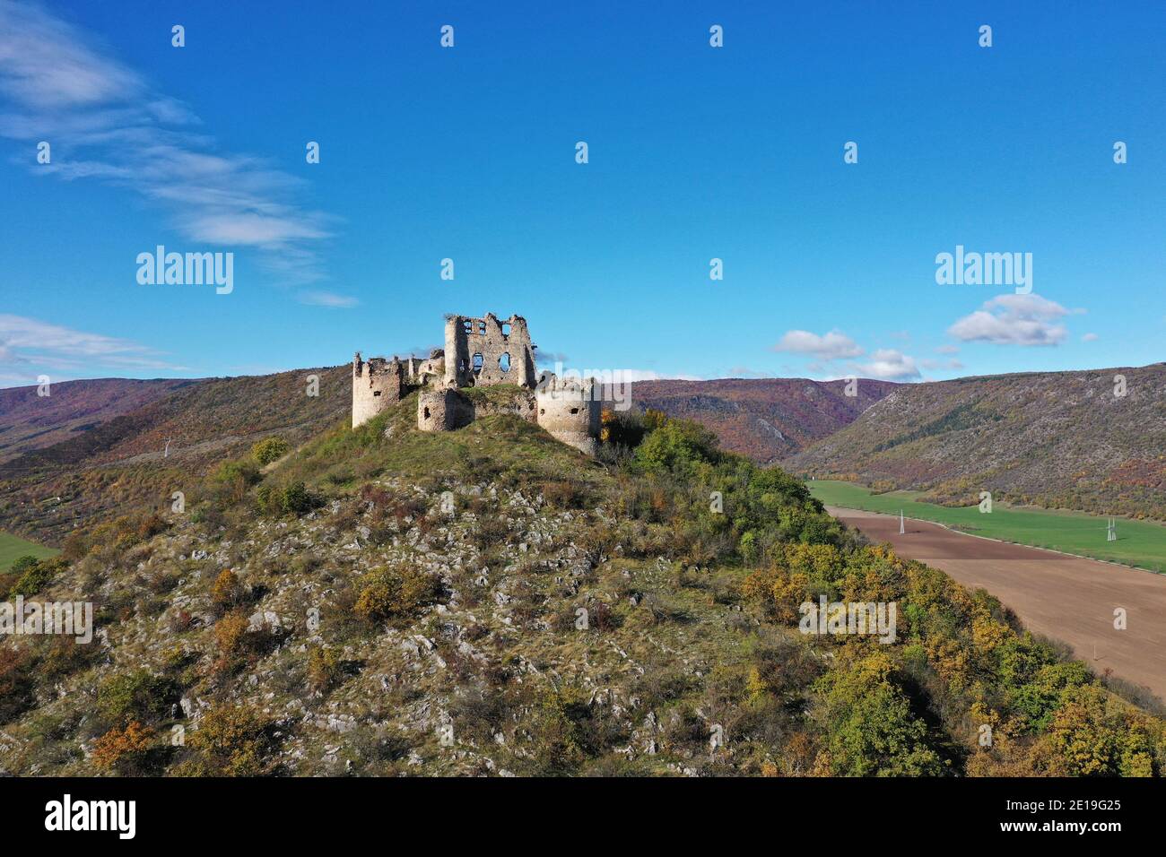 Aerial view of castle in Turna nad Bodvou village in Slovakia Stock ...