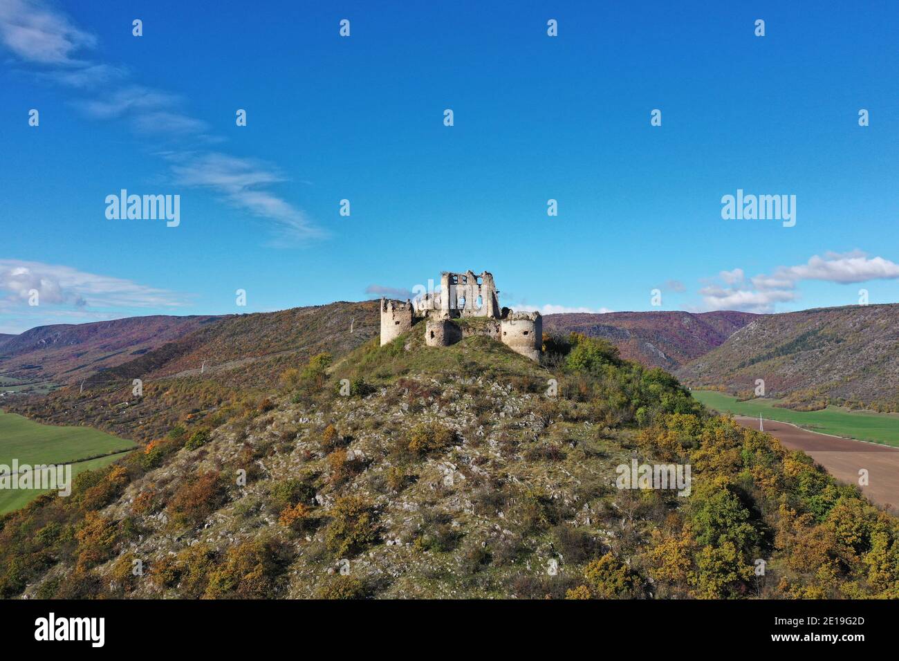 Aerial view of castle in Turna nad Bodvou village in Slovakia Stock ...