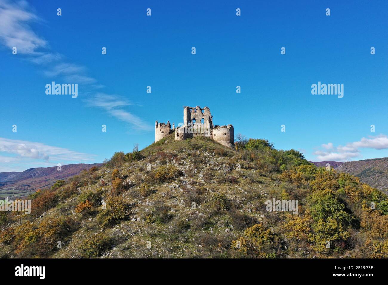 Aerial view of castle in Turna nad Bodvou village in Slovakia Stock ...