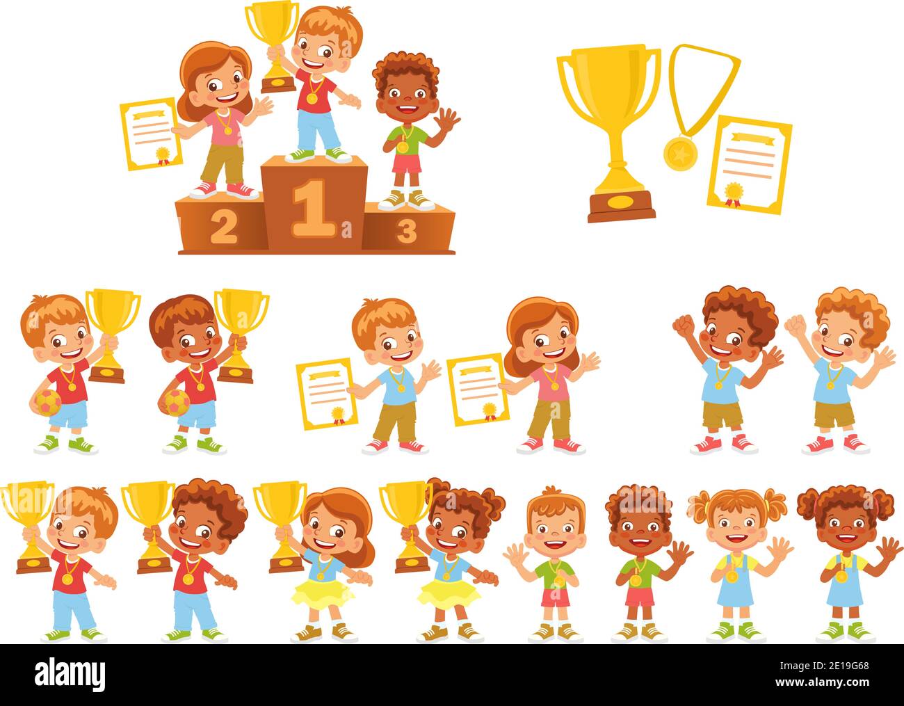 Children are winners on the podium. Winners set Stock Vector Image ...