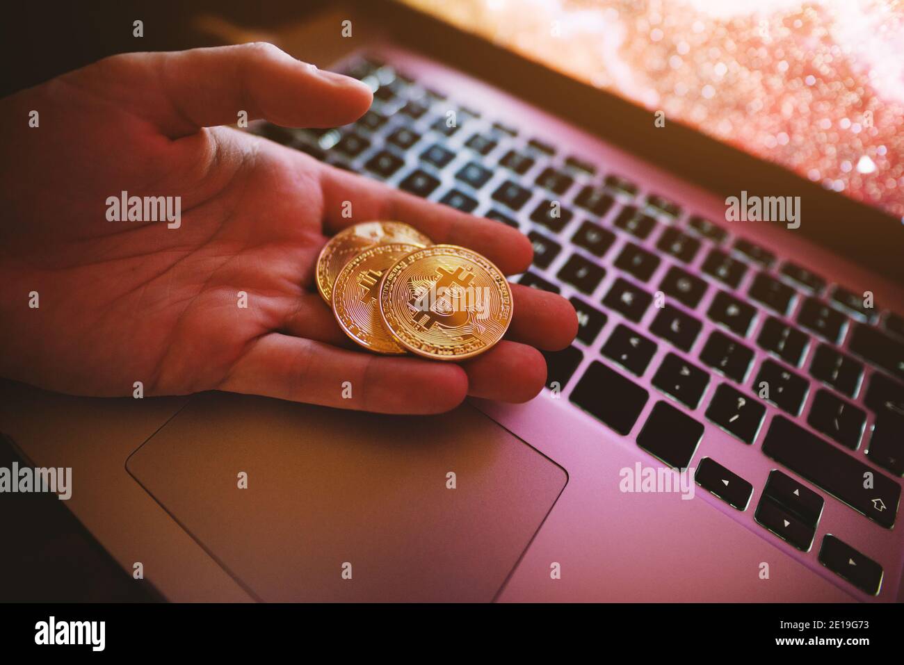 Bitcoin on keyboard. Crypto concept Stock Photo - Alamy