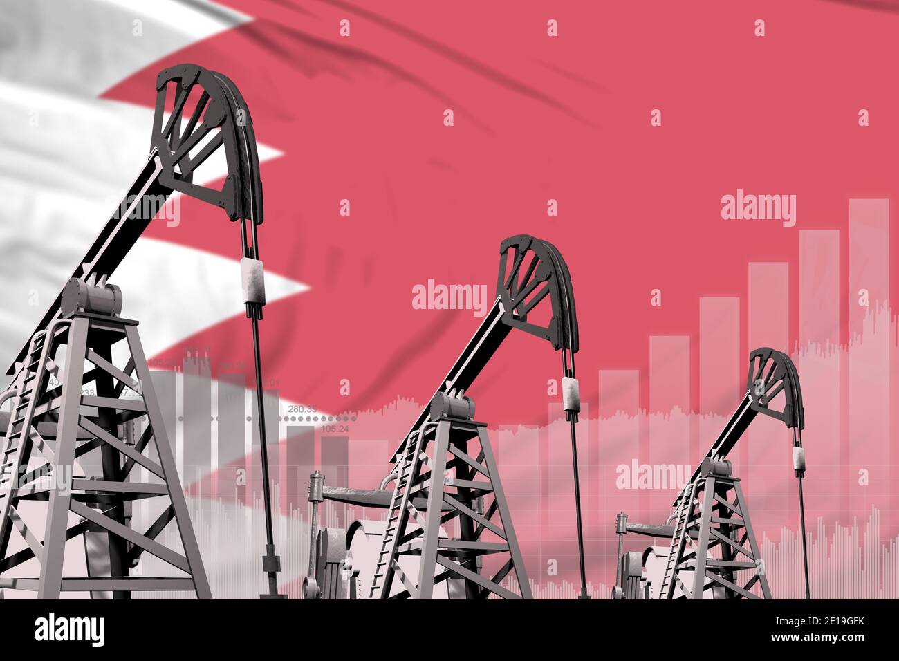 Bahrain oil and petrol industry concept, industrial illustration on ...