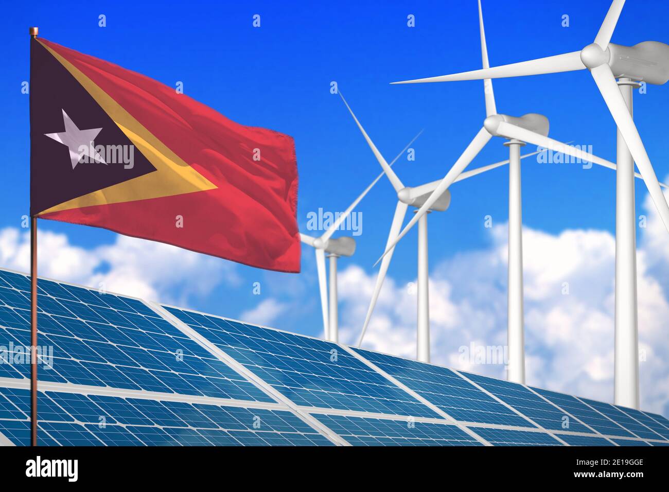 Timor-Leste solar and wind energy, renewable energy concept with ...