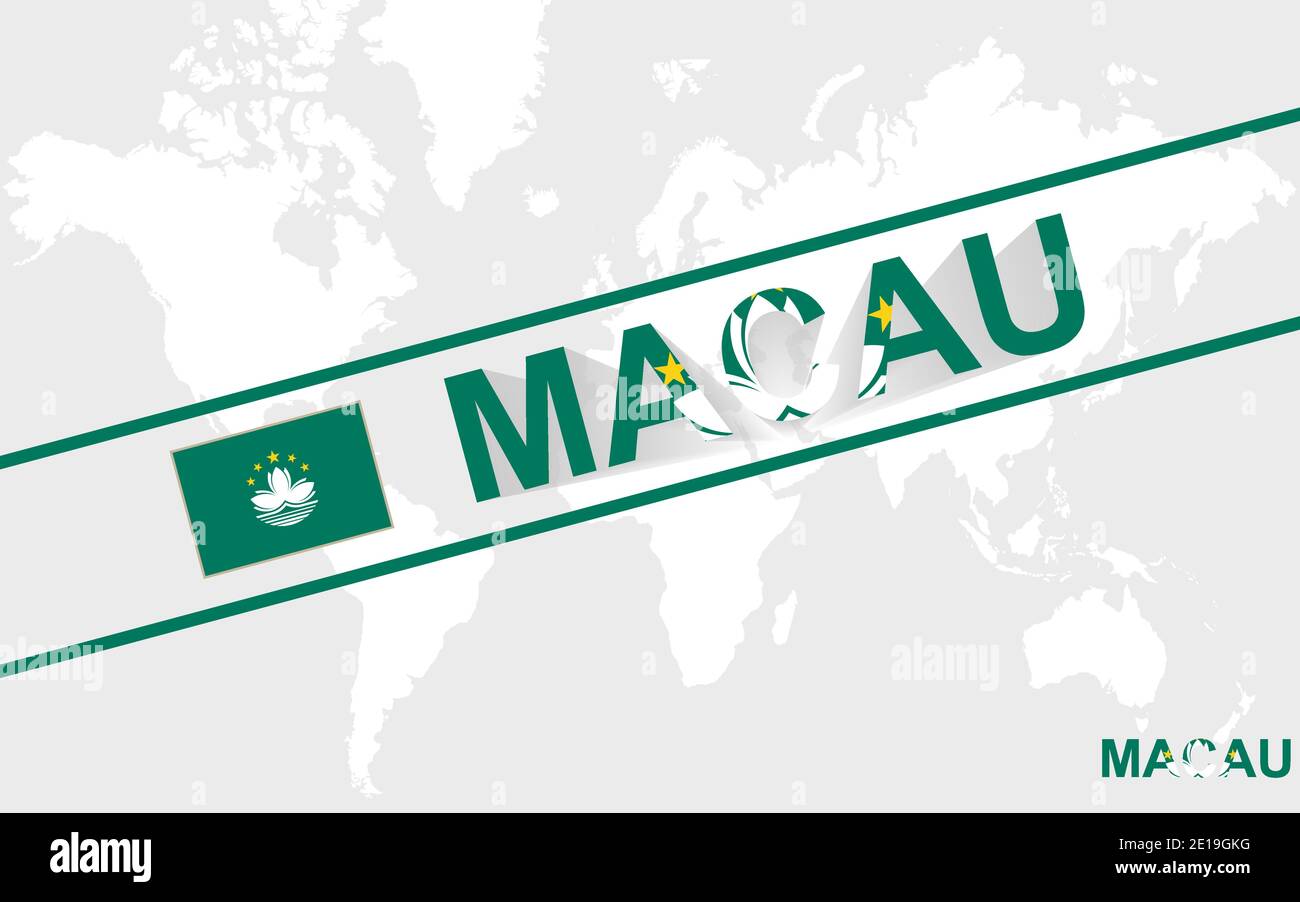 Macau map flag and text illustration, on world map Stock Vector Image ...